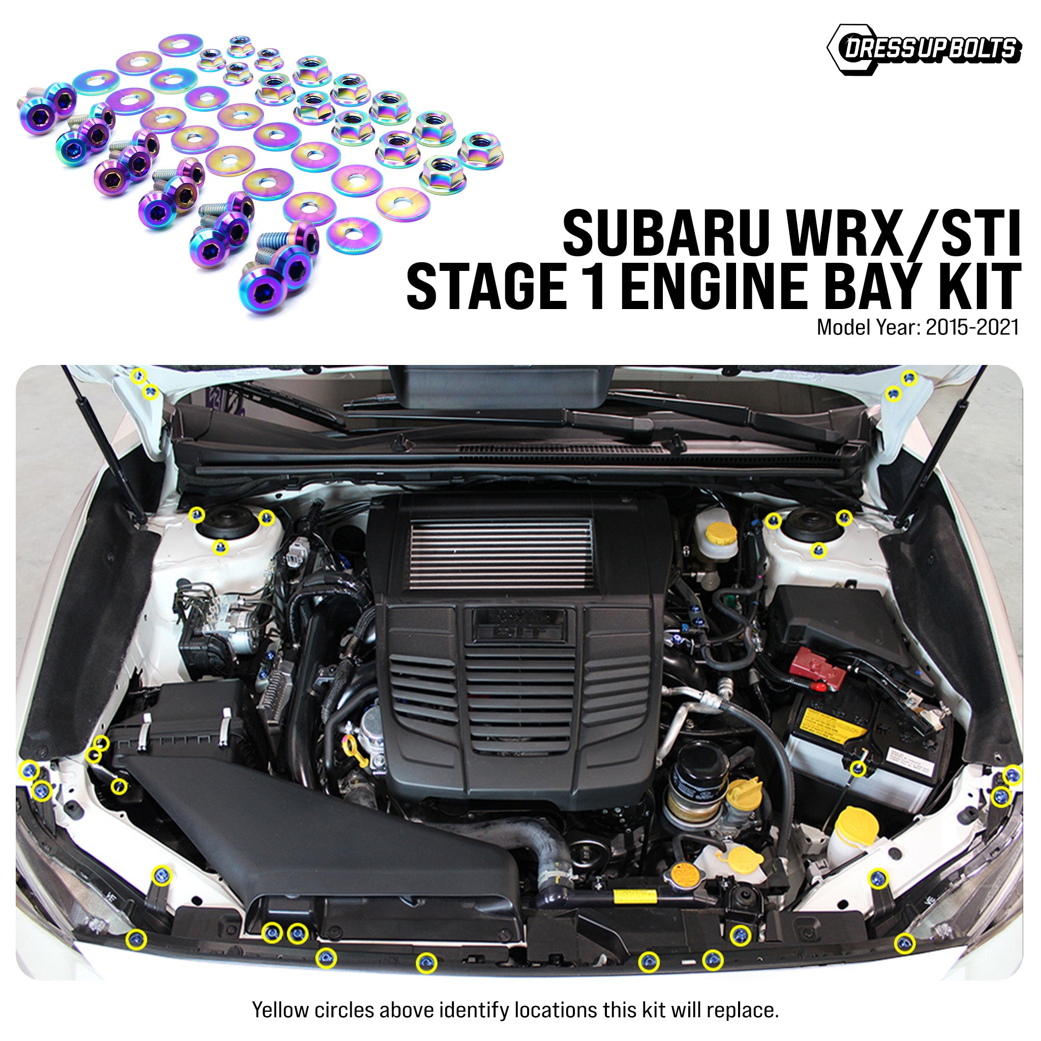 Stage 1 Titanium Hardware Engine Bay Kit - Subaru WRX/STI (2015-2021 ...